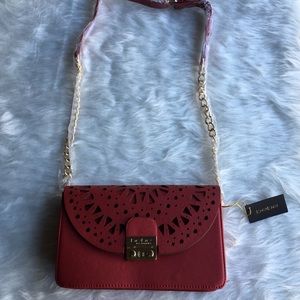 bebe | Bags | Bebe Tiffany Red Crossbody Gold Chain | Poshmark